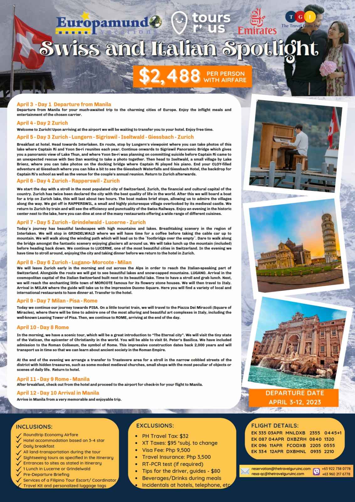 Swiss & Italian Spotlight – The Travel Guru Inc